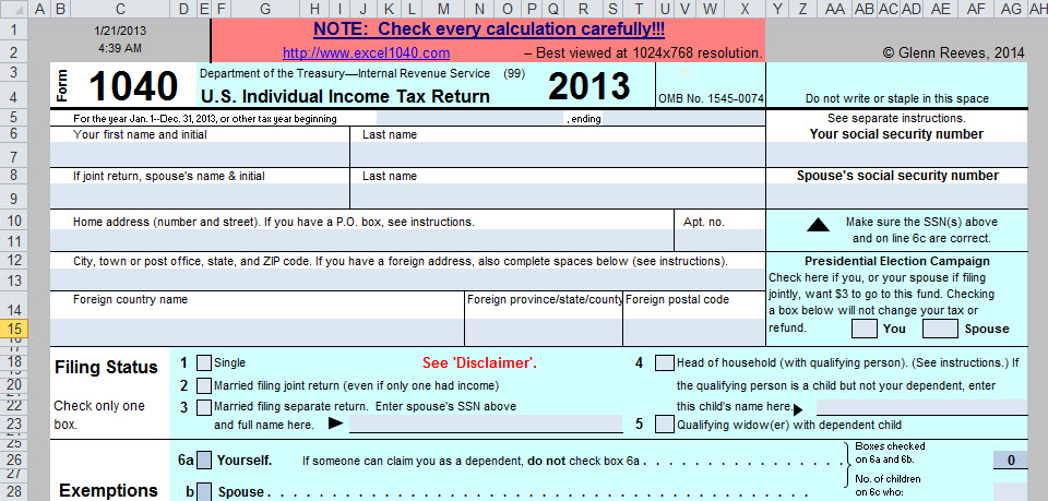 It’s Form 1040, In Excel—Need I Say More? - Going Concern